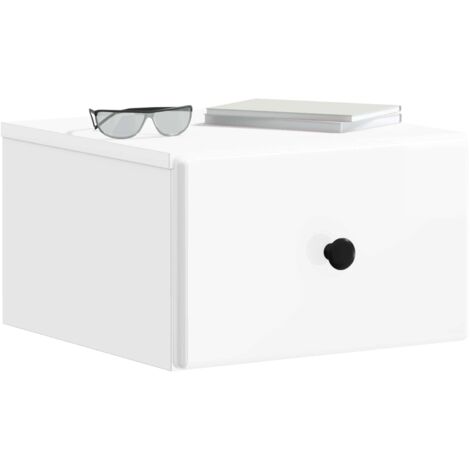 Chevet mural blanc brillant lot de 2 rangements suspendus design épuré ...