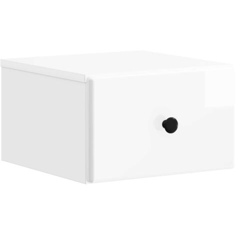 Chevet mural blanc brillant lot de 2 rangements suspendus design épuré ...