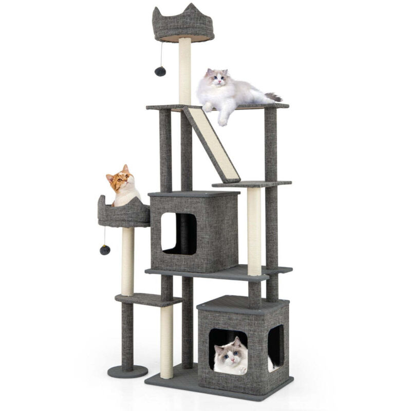 Arbre à chat 180 x 86 x 40 cm avec 7 niveaux de jeu et 2 condos ...