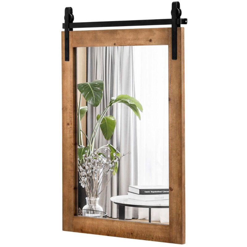 Miroir mural rustique 76 x 56 cm HD antidéflagrant style porte de ...