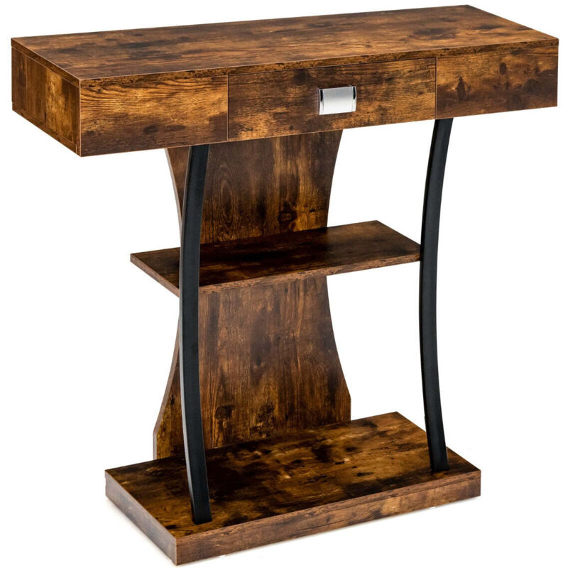 Table console 91 x 30 x 88 cm avec tiroir et étagère ouverte style ...