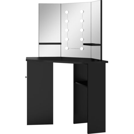 Coiffeuse d'angle avec led 111 x 54 x 141,5 cm noir