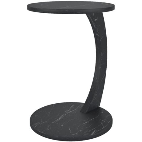 Table d'appoint ronde à roulettes MDF 56 x 38 cm noir