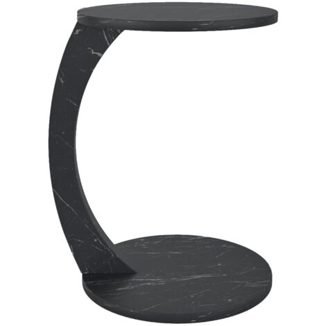 Table d'appoint ronde à roulettes MDF 56 x 38 cm noir