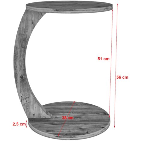 Table d'appoint ronde à roulettes 56 x 38 cm effet bois