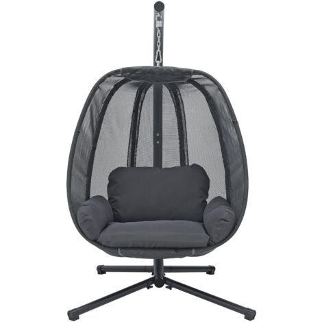 Siège suspendu avec cadre et coussins gris foncé