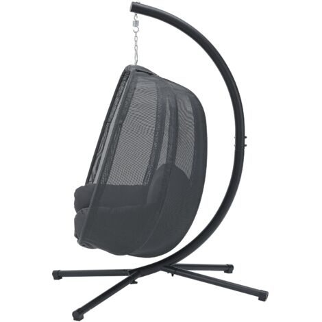 Siège suspendu avec cadre et coussins gris foncé