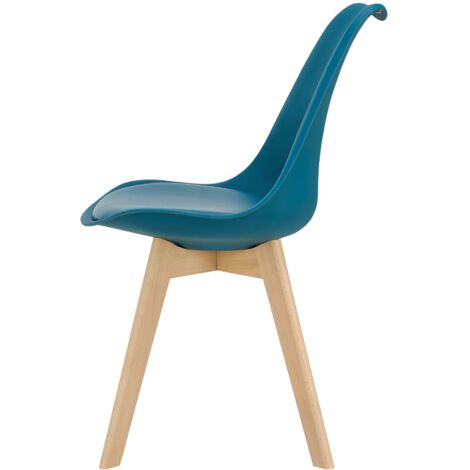 Lot de 6 chaises de salle à manger similicuir hêtre turquoise