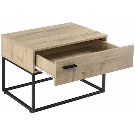Table d'appoint avec tiroir 39 x 55 x 40 cm effet chêne noir