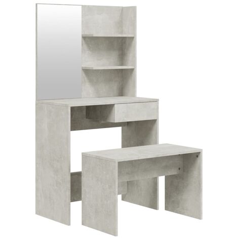 Ensemble de coiffeuse design contemporaine 74,5 x 40 x 141 cm gris béton