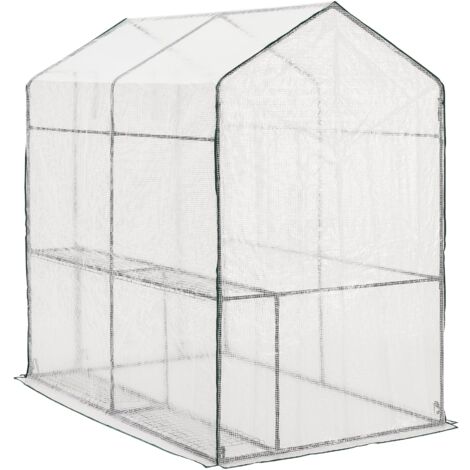 Serre de jardin en acier et polyéthylène avec étagères intégrées 120 x ...