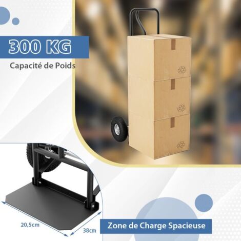 Diable pliable avec roues de 25 cm poignée en P rond zone de chargement ...