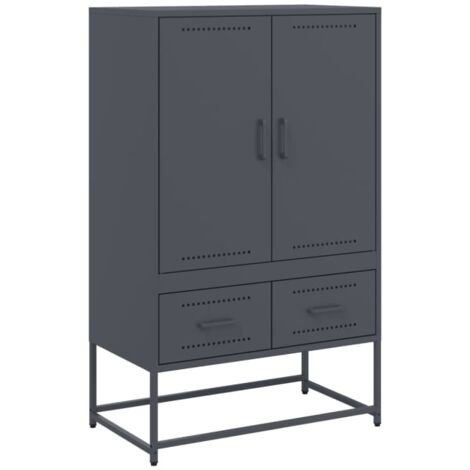 Buffet bahut en acier anthracite meuble de rangement 68 cm de large ...