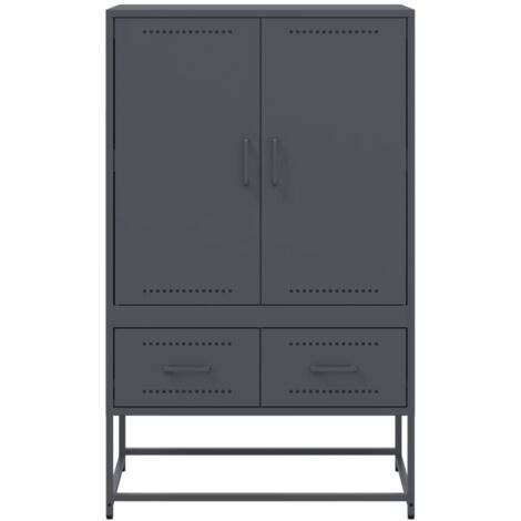 Buffet bahut en acier anthracite meuble de rangement 68 cm de large ...