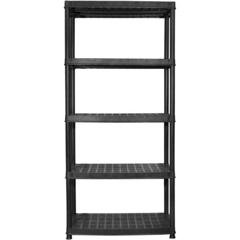 Étagère de rangement à 5 niveaux 91,5 x 45,7 x 185 cm Plastique noir