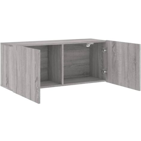 Buffet tele mural pour optimiser espace petit salon avec rangement gris ...