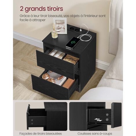 Table de chevet avec multiprise table d'appoint 2 tiroirs 2 prises ca 2 ...