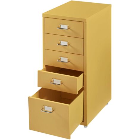 Caisson de bureau armoire meuble de rangement à roulettes avec 5 ...