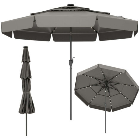 Parasol de terrasse solaire 300 x 248 cm avec 32 led inclinaison ...