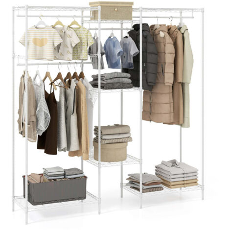 Porte-vêtements autoportant 188 x 46 x 198 cm avec 7 étagères réglables ...