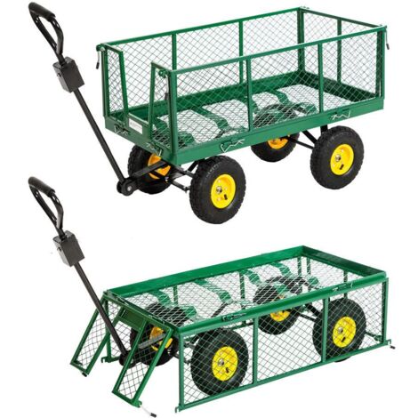 Chariot charrette de jardin main 550 kg outils jardinage avec plateau