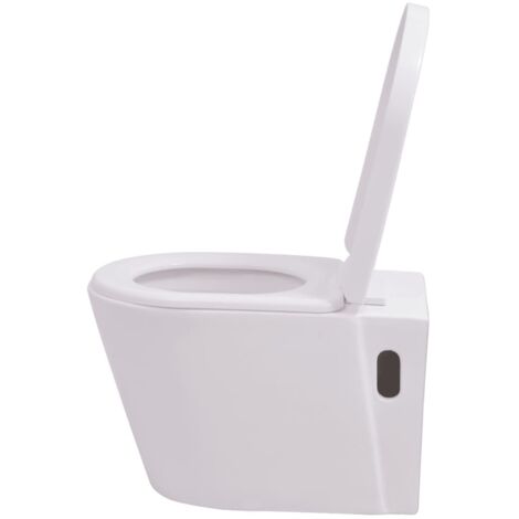 Toilette murale réservoir caché céramique salle de bain cuvette blanc