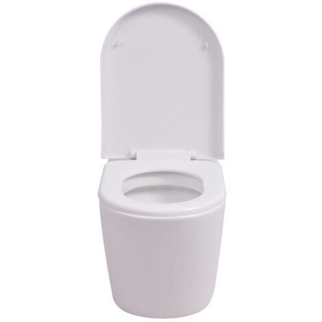 Toilette murale réservoir caché céramique salle de bain cuvette blanc