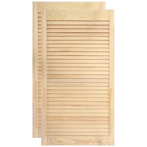 Portes à persiennes 2 pièces bois de pin massif 99,3 cm
