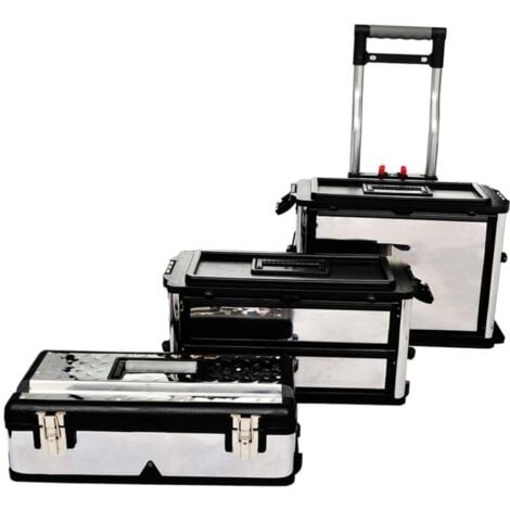 Caisse valise coffre boîte à outils à roulette rangement stockage 3 ...