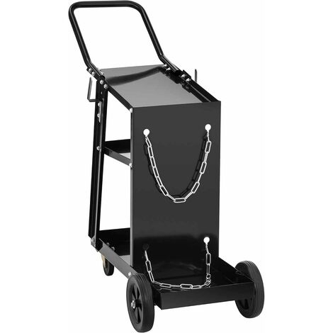 Chariot poste à souder avec poignée 3 étagères 80 kg noir