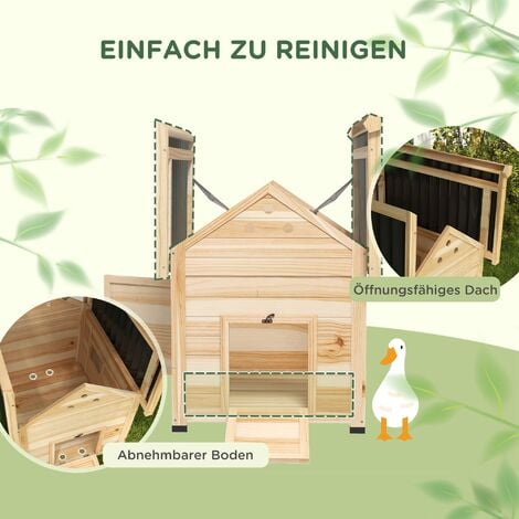 PawHut Entenstall aus Holz Entenhaus mit Kippdach Geflügelstall mit ...