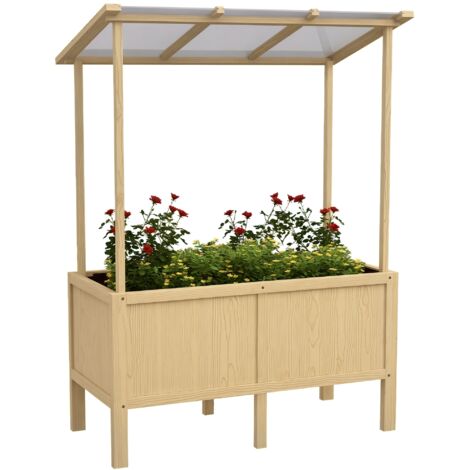 Outsunny Hochbeet aus Holz, Frühbeet mit Deckel, Pflanzkasten mit ...
