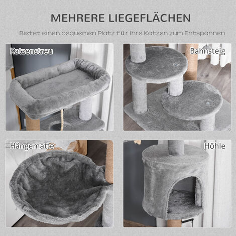 PawHut Katzen Kratzbaum 120 cm Katzenbaum mit Korb, Katzenhöhle ...