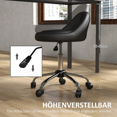HOMCOM Rollhocker Höhenverstellbarer Arbeitshocker 63-83 cm Drehhocker ...