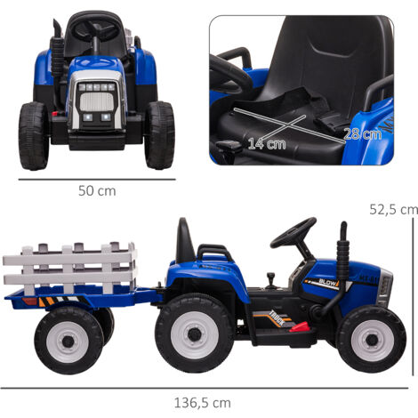 HOMCOM Elektrischer Traktor mit Anhänger 12V Kinder Aufsitztraktor mit ...