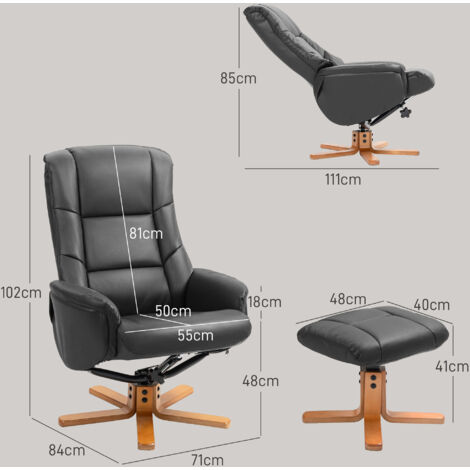 HOMCOM Relaxsessel mit Hocker, Fernsehsessel mit Liegefunktion ...