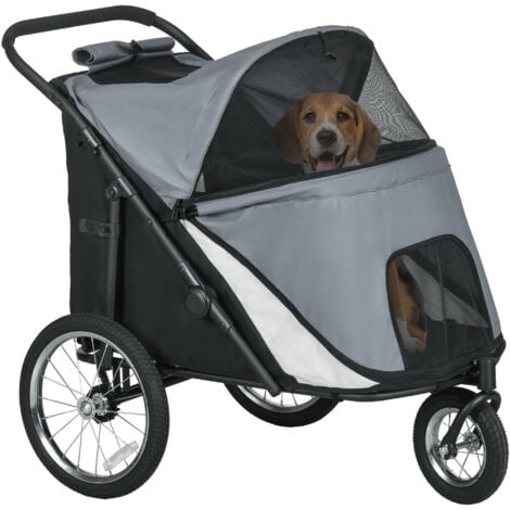 PawHut Hundewagen Hundebuggy mit Netzfenstern, Klappbarer Katzenwagen ...