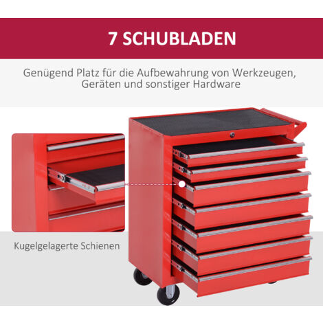 DURHAND Werkstattwagen mit Rollen, Werkzeugwagen mit 7 Schubladen ...