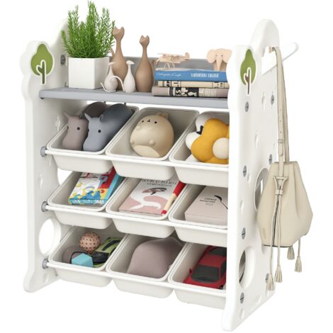 AIYAPLAY Kinderregal 4-Stufiges Spielzeugregal mit 9 Herausnehmbaren ...