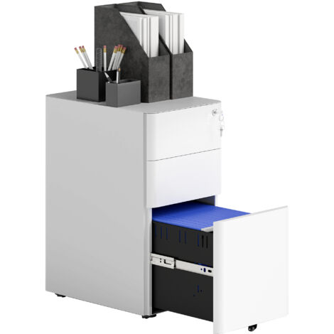 Vinsetto Rollcontainer, mobiler Aktenschrank mit 3 Schubladen ...