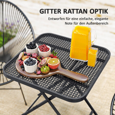 Outsunny Gartentisch klappbar 70 x70 cm, Wetterfest Balkontisch Stahl ...