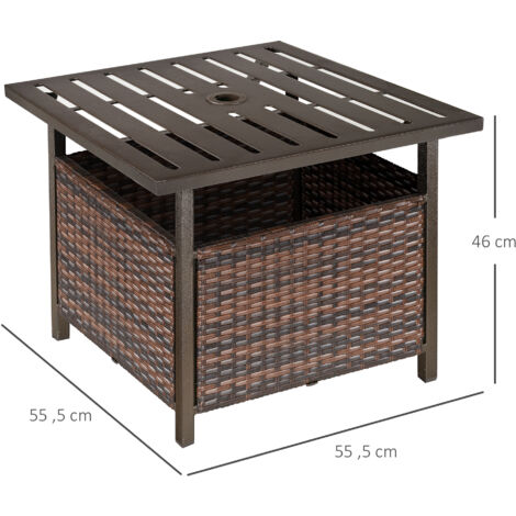 Outsunny Rattantisch Gartentisch Terrassentisch Kaffeetisch mit ...