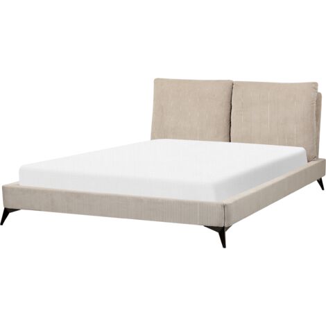 Cama con somier moderno tapizado de pana somier de listones cabecero ...