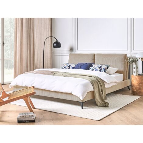 Cama con somier moderno tapizado de pana somier de listones cabecero ...