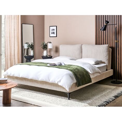 Cama con somier moderno tapizado de pana somier de listones cabecero ...