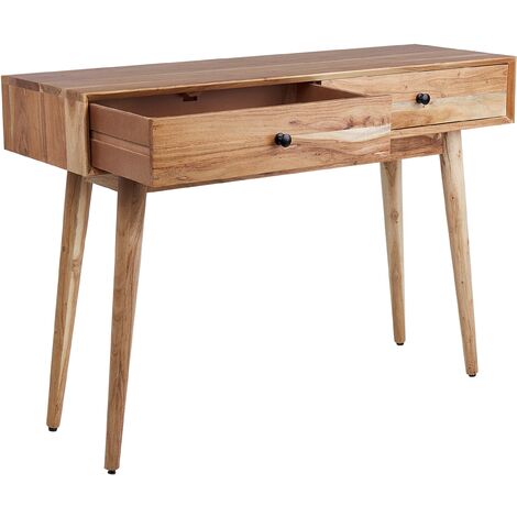 Mesa consola de madera de acacia 2 cajones mesa auxiliar estilo rústico ...