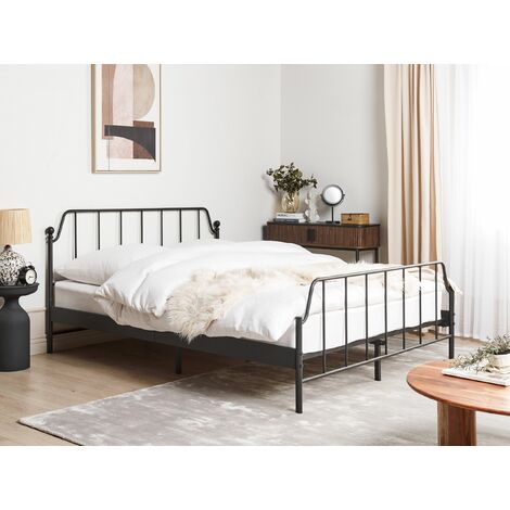 Cama con somier minimalista moderno listones de madera de álamo metal ...