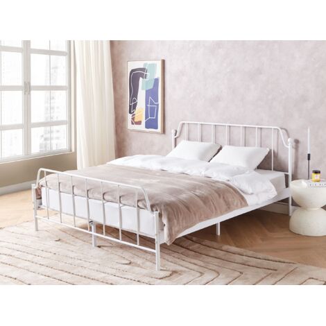Cama con somier minimalista moderno listones de madera de álamo metal ...