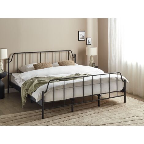Cama con somier minimalista moderno listones de madera de álamo metal ...