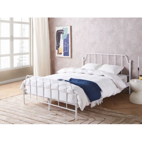 Cama con somier minimalista moderno listones de madera de álamo metal ...